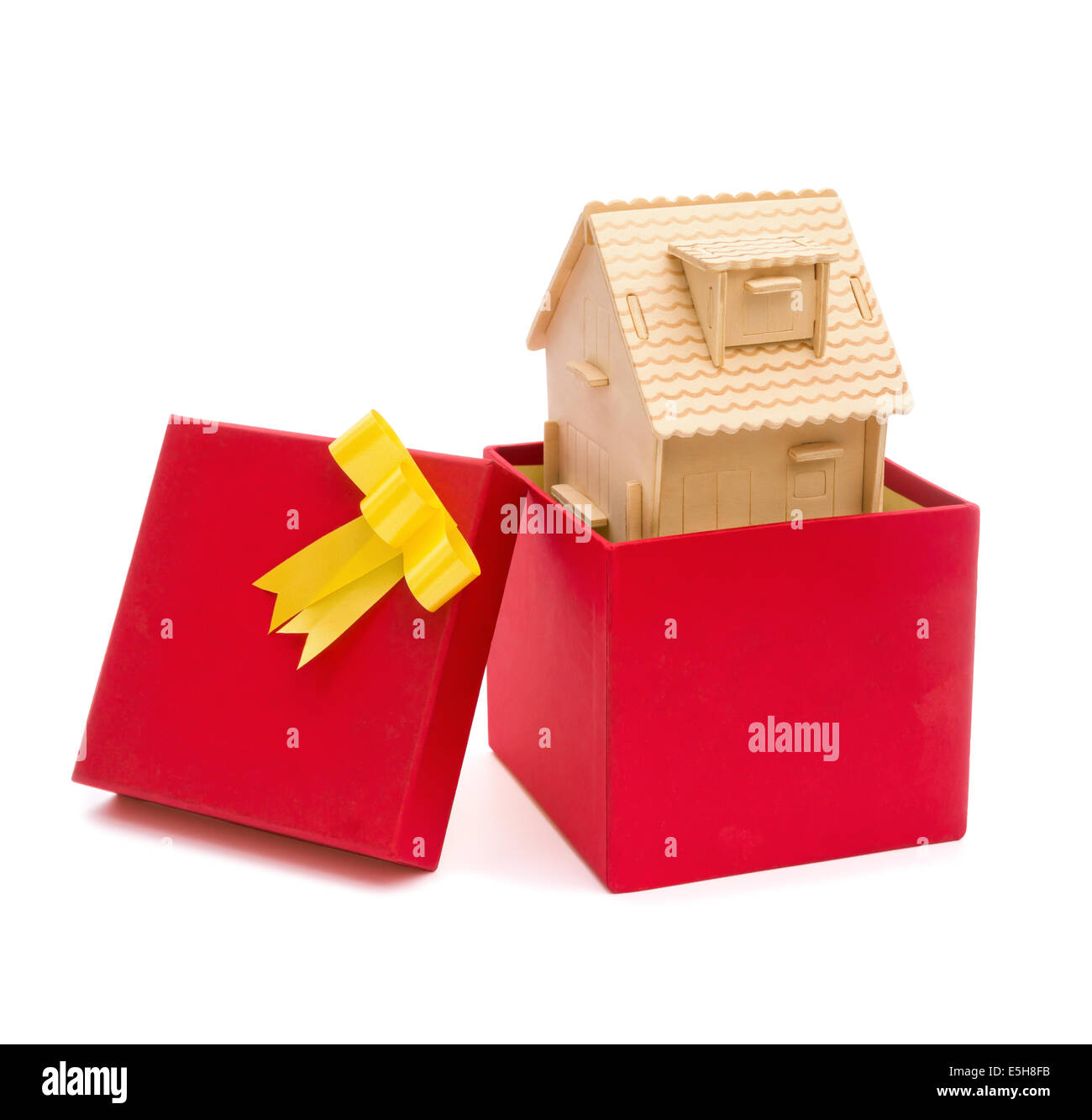 house in a present box with clipping path Stock Photo - Alamy