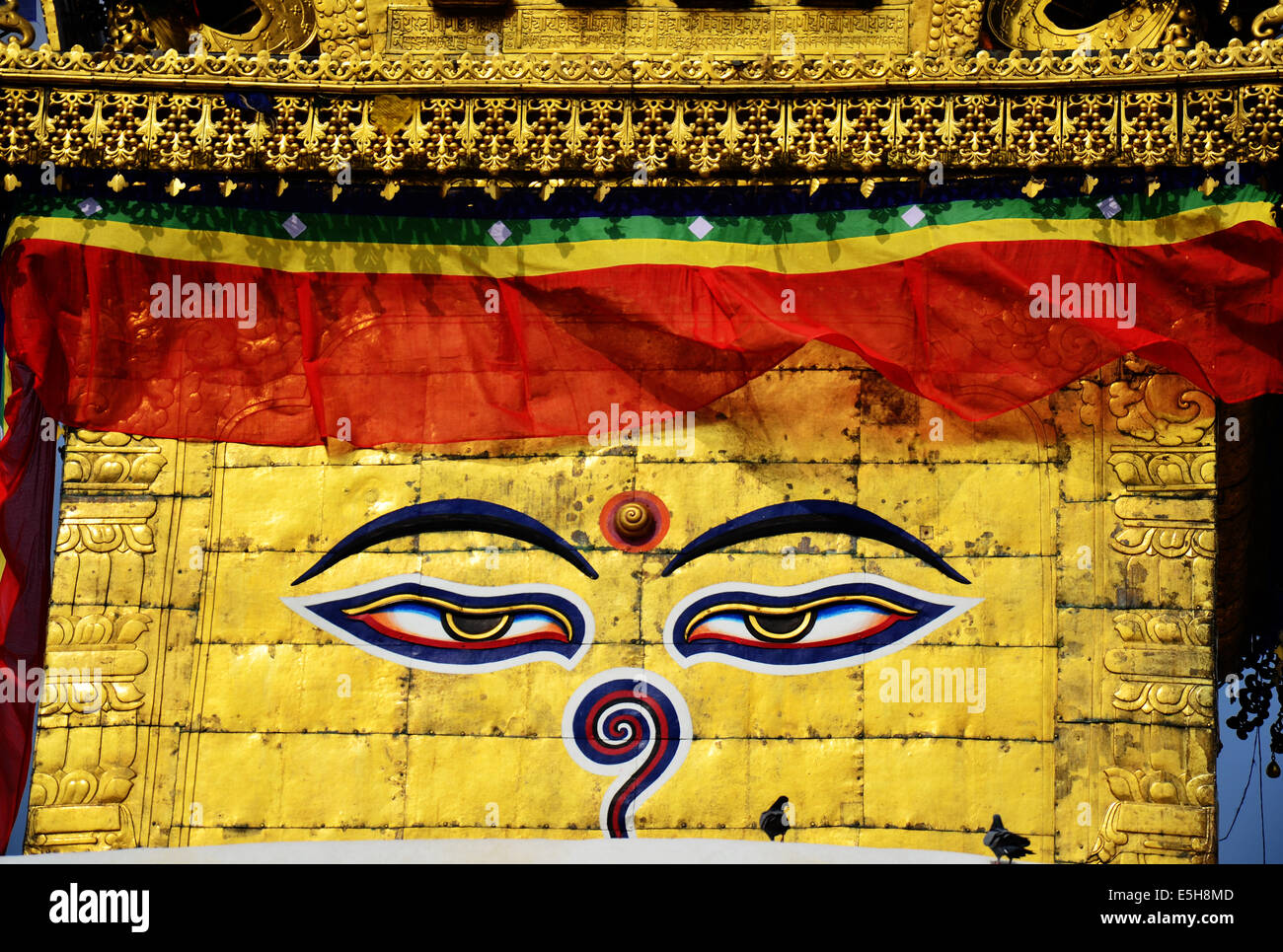 Boudhanath or Bodnath Stupa with Buddha eyes or Wisdom eyes is the ...