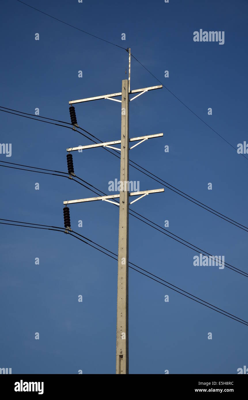 Electric high voltage power post in the field Stock Photo - Alamy