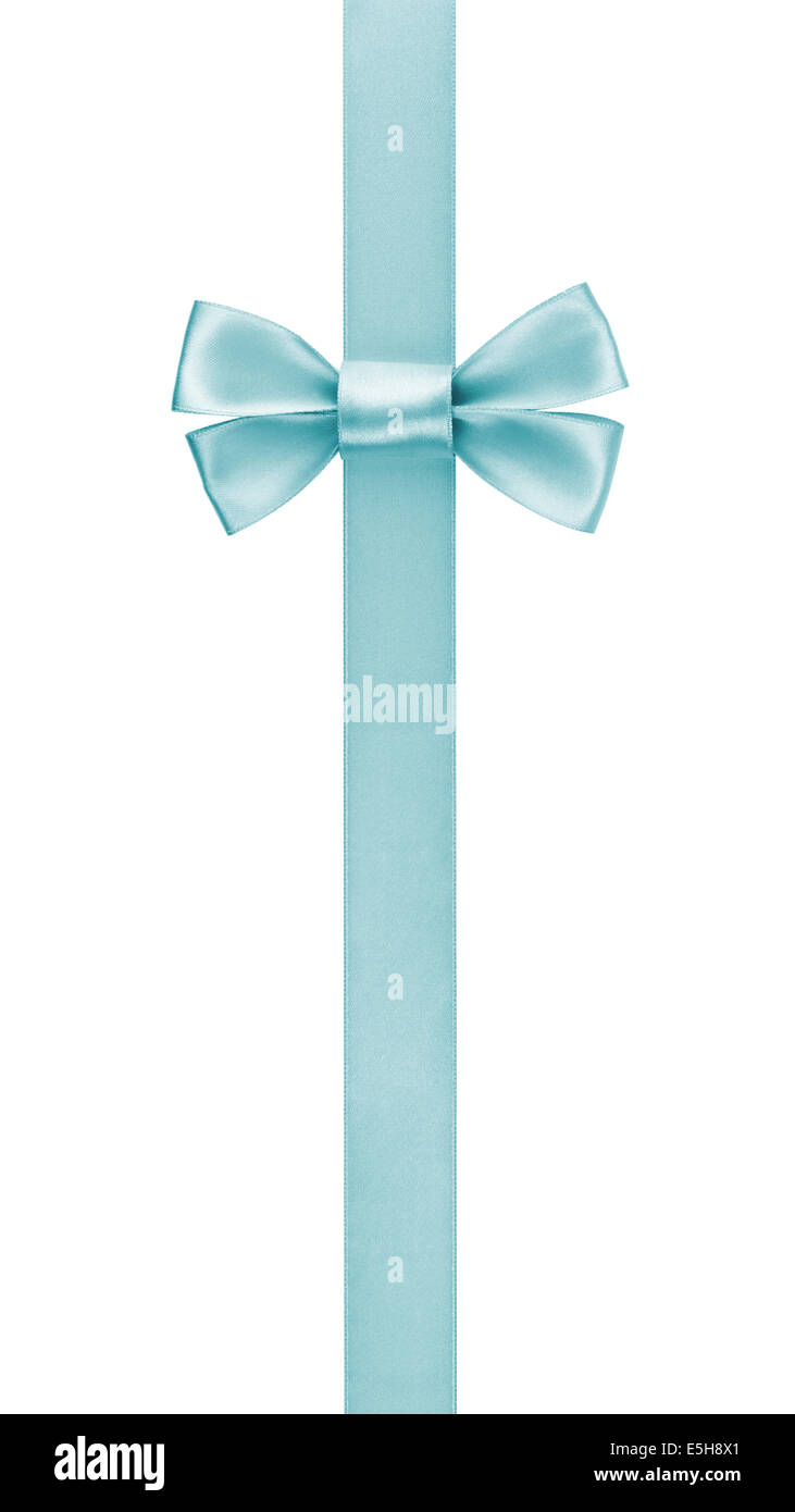 vertical border with light blue color ribbon bow, isolated on white ...