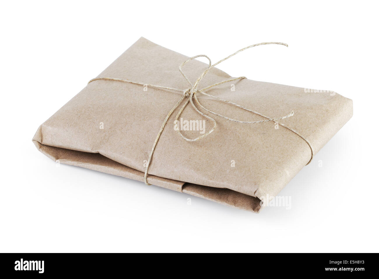 small post packet vintage style parcel, isolated on white Stock Photo ...