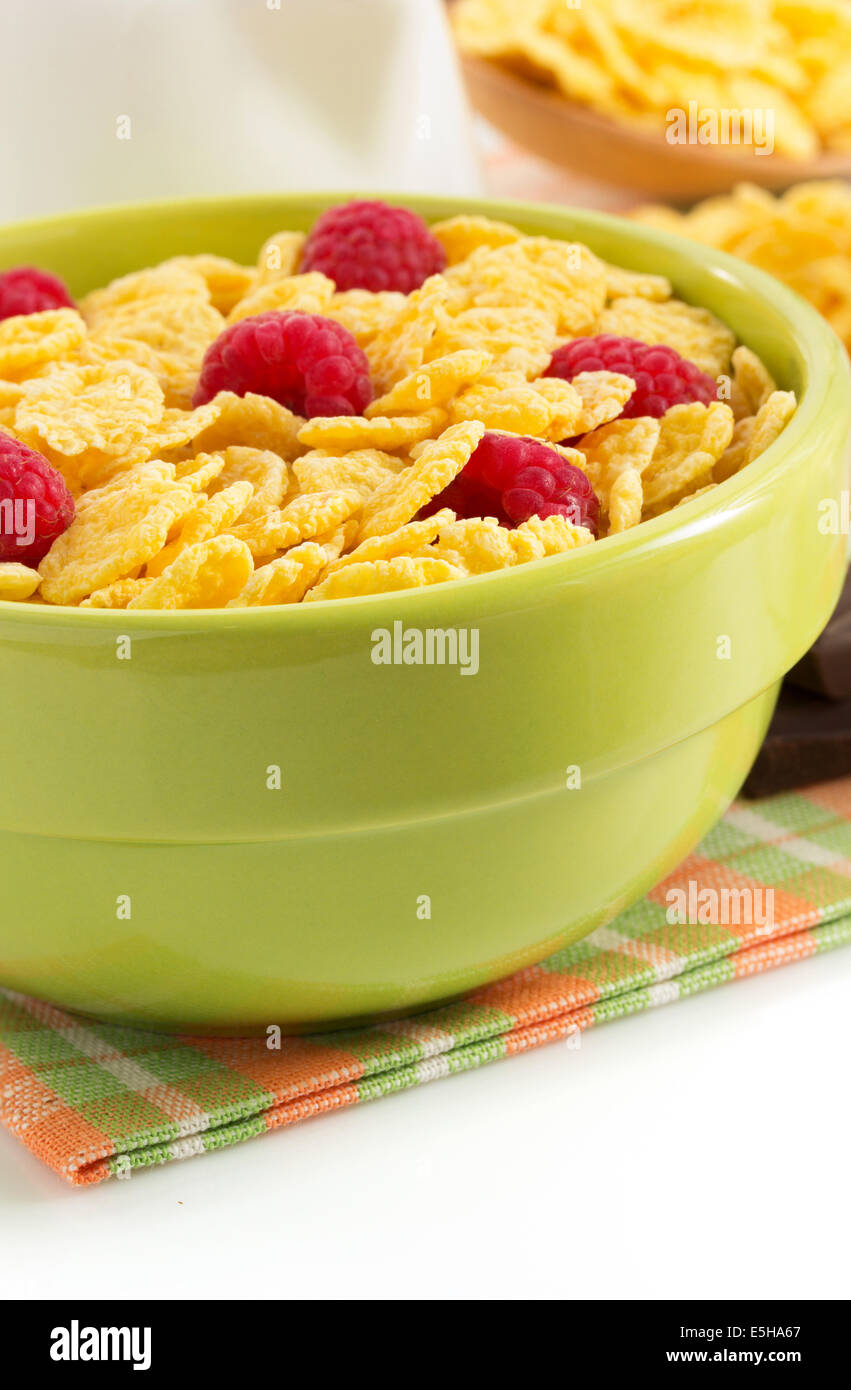 corn cereals and berry on white Stock Photo - Alamy