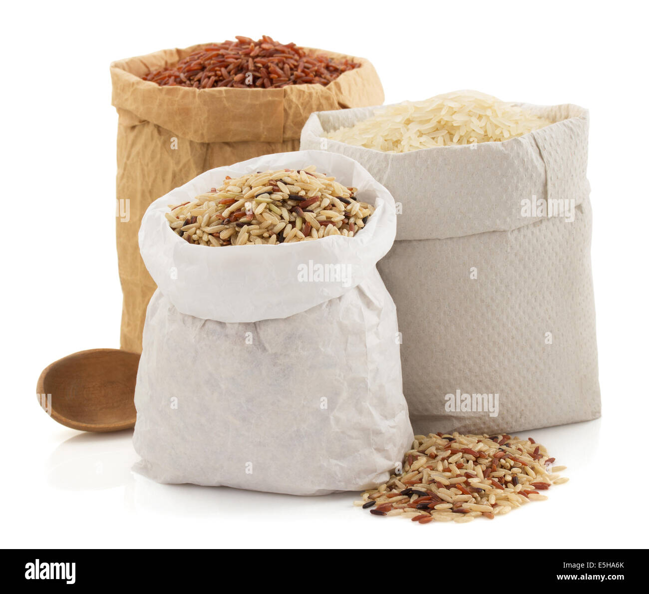 rice in paper bag isolated on white background Stock Photo - Alamy