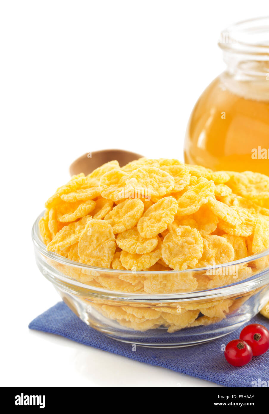 corn flakes in bowl isolated on white background Stock Photo - Alamy