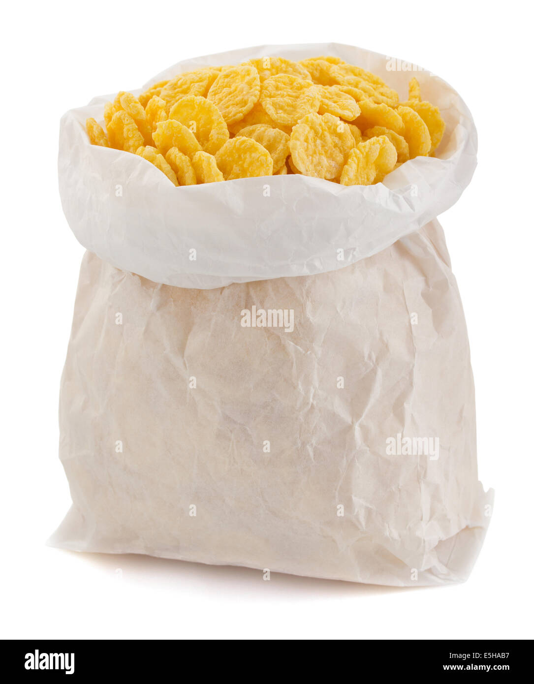 cereal corn flakes in paper bag isolated on white background Stock ...