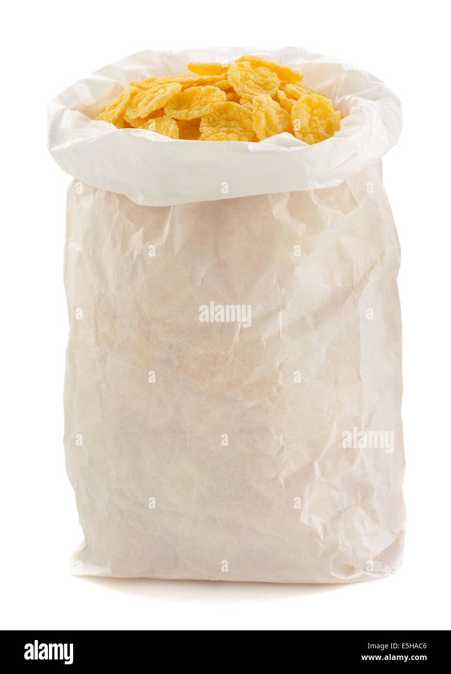 corn flakes in paper bag isolated on white background Stock Photo - Alamy