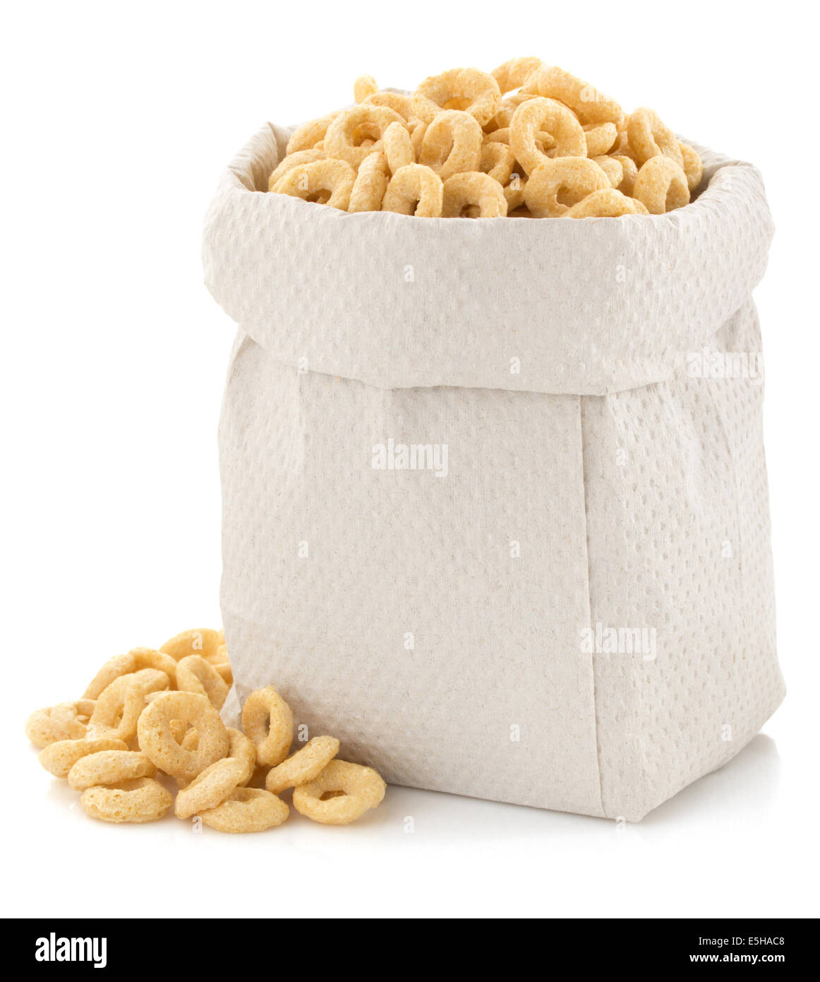 corn flakes rings in paper bag isolated on white background Stock Photo ...