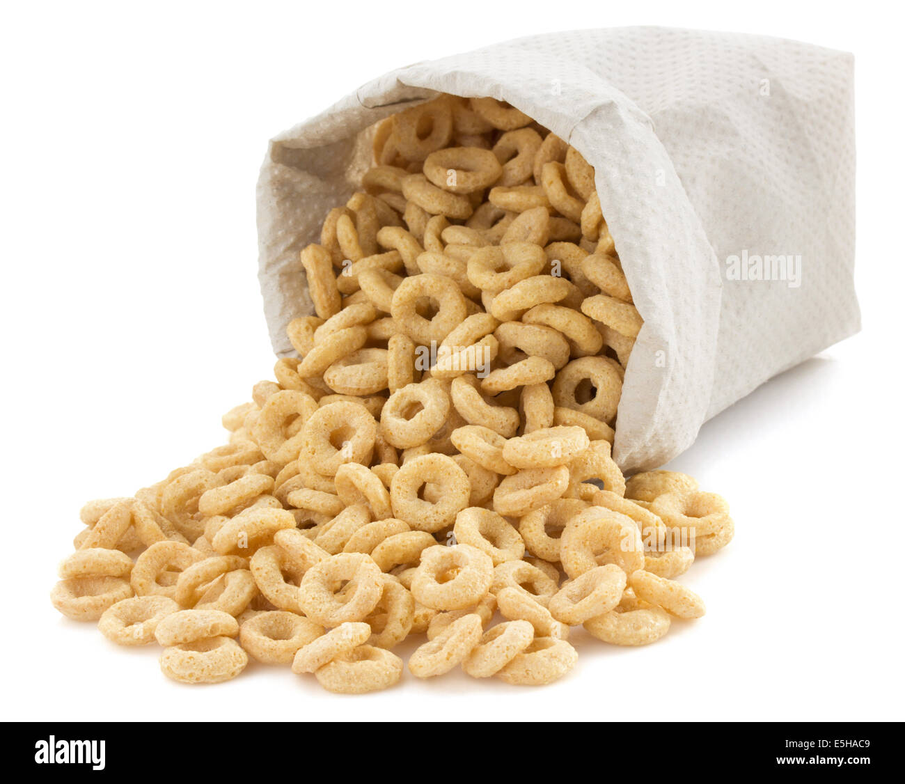 corn flakes rings in paper bag isolated on white background Stock Photo ...