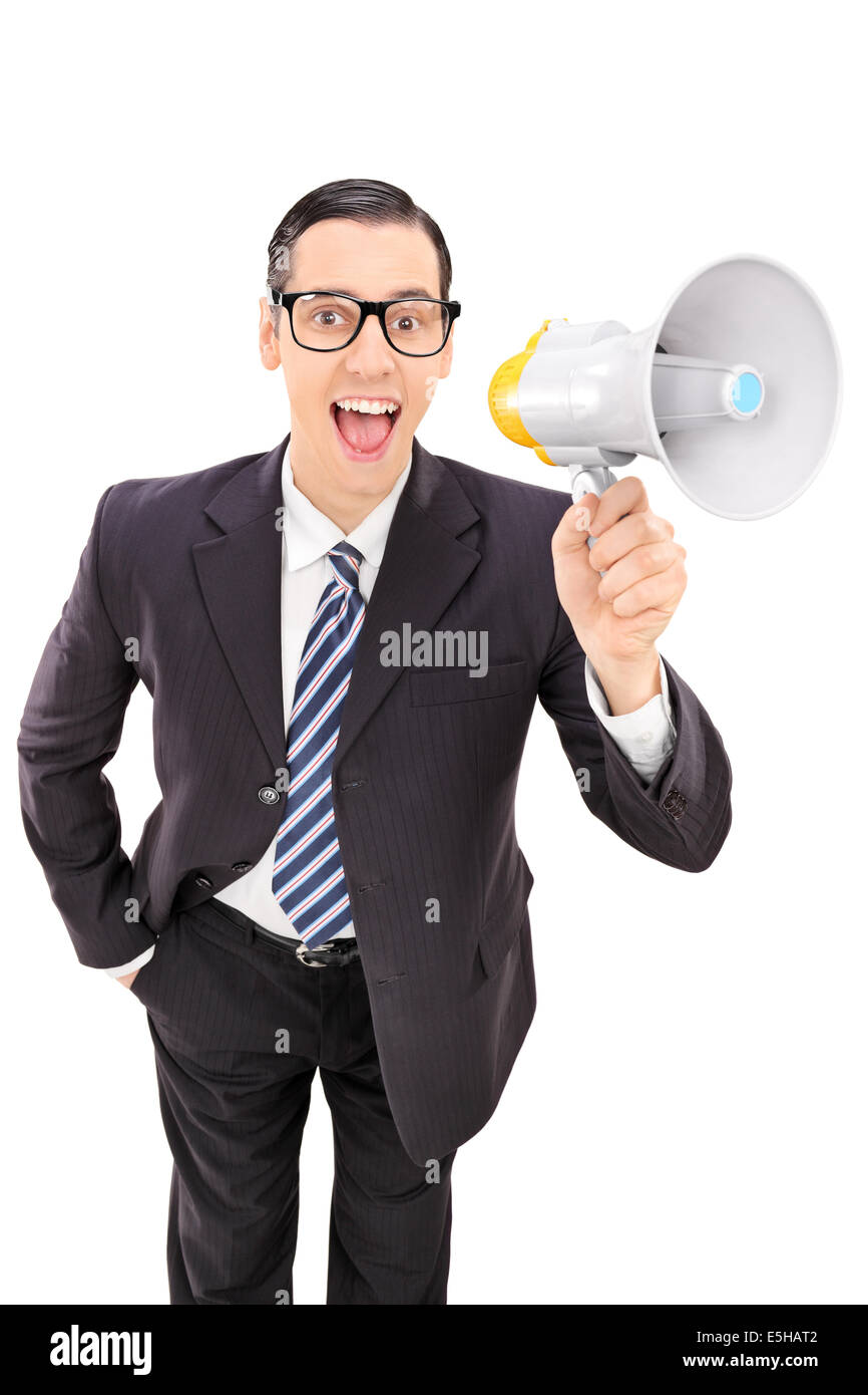 Protesting with a megaphone hi-res stock photography and images - Alamy