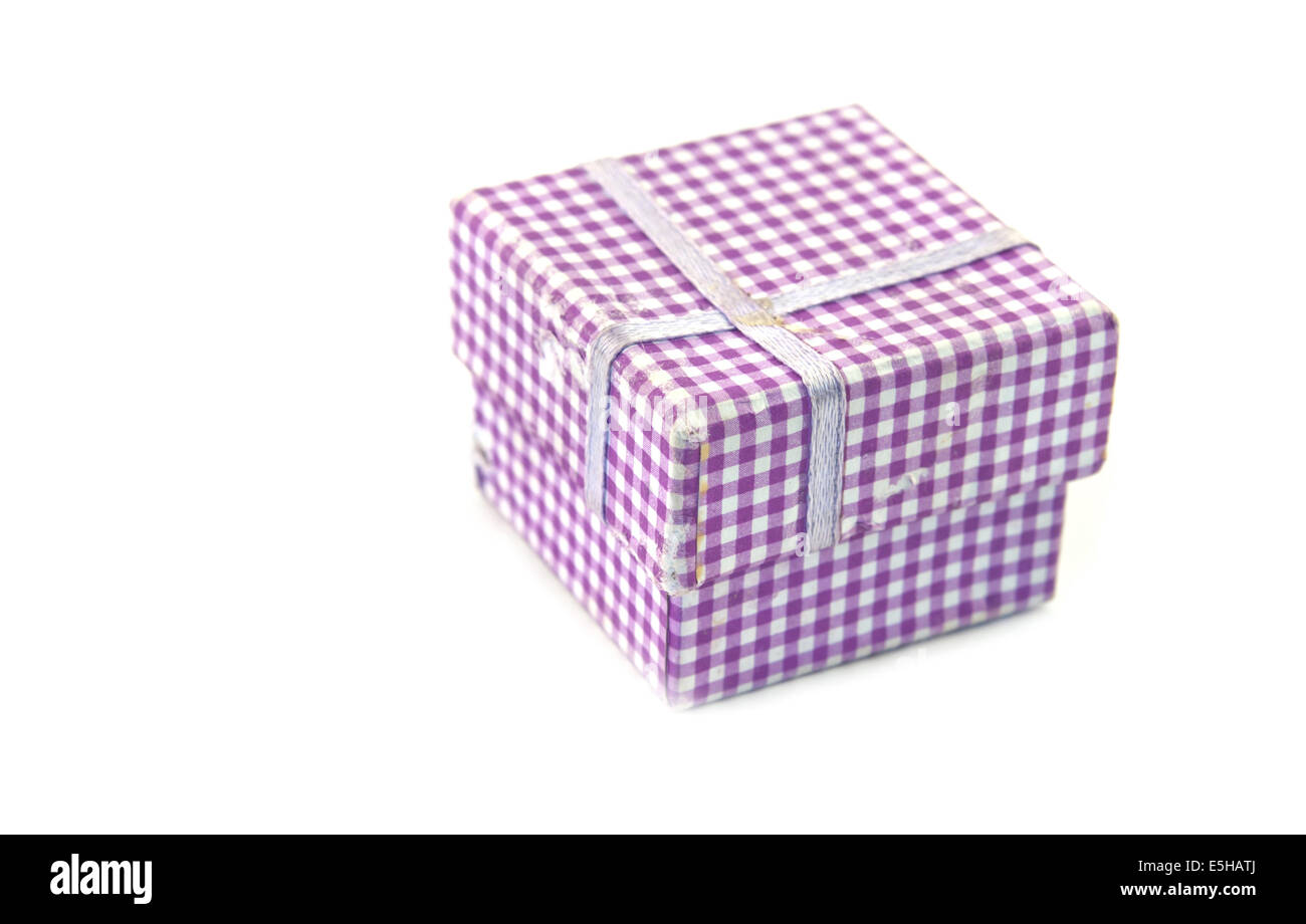 violet gift box with bow isolated on a white background Stock Photo - Alamy