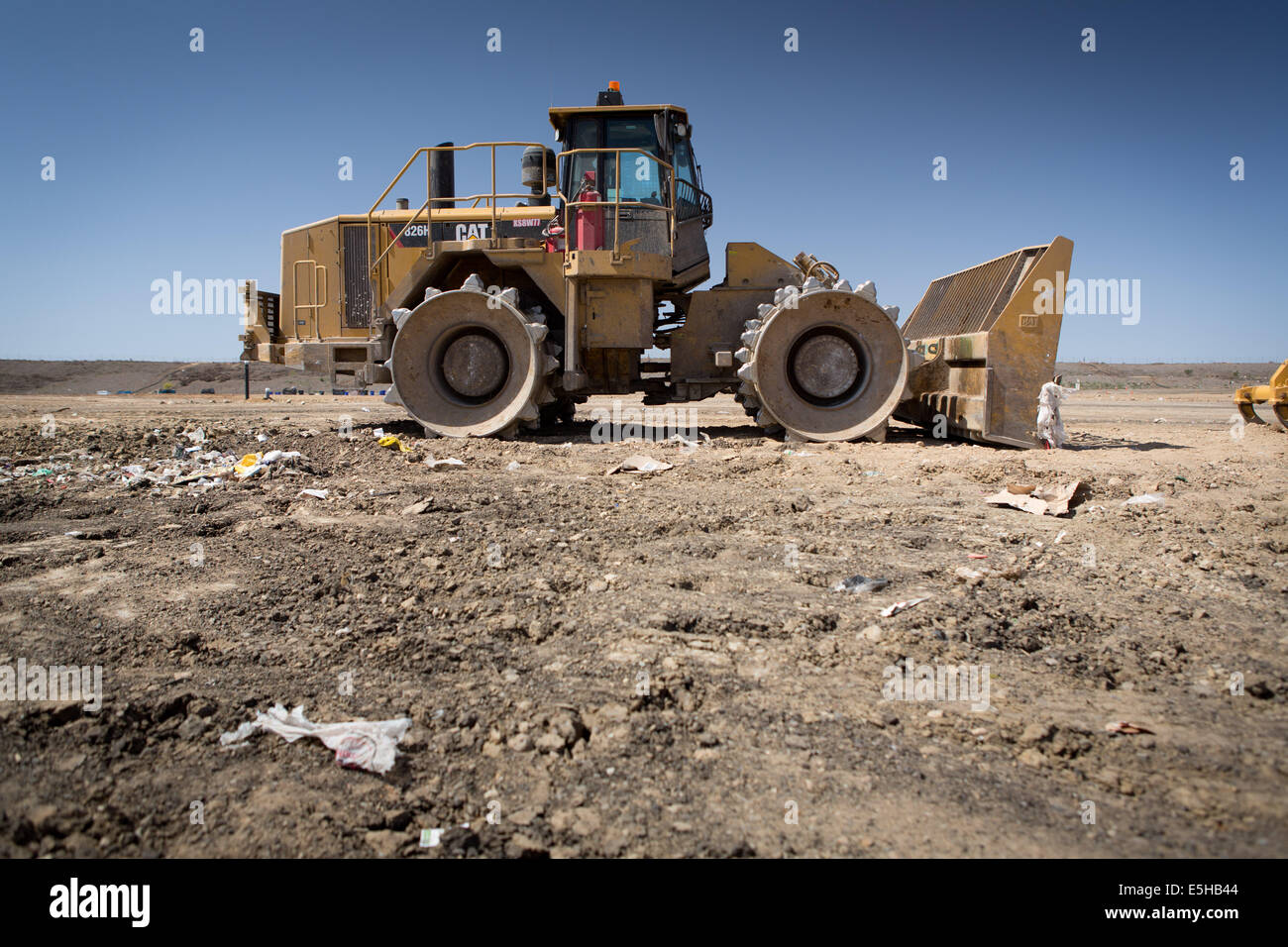 A Caterpillar 826H Landfill Compactor at a landfill. Almost 910,000 ...