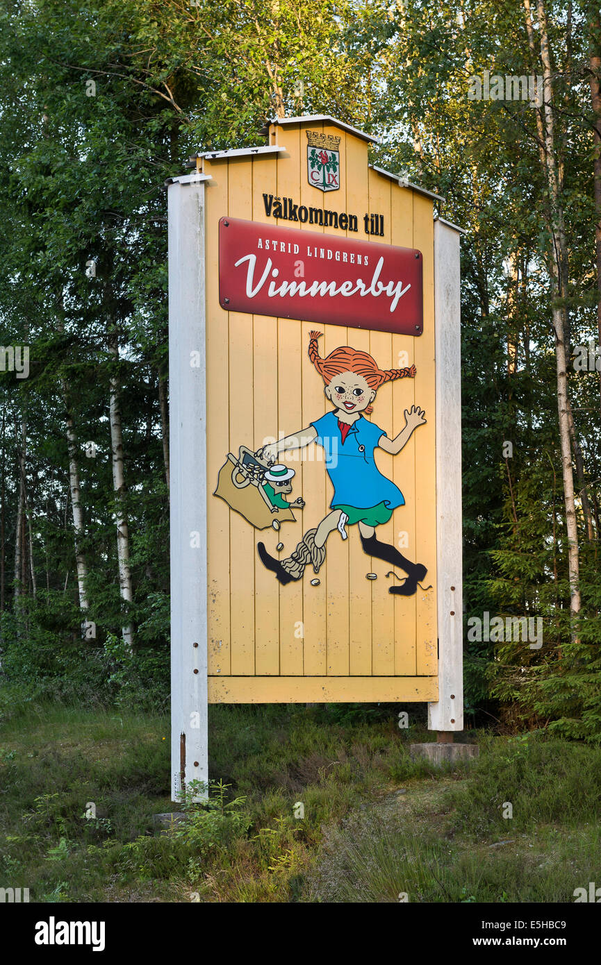 Sign, theme park for children, Astrid Lindgren's World, Vimmerby ...