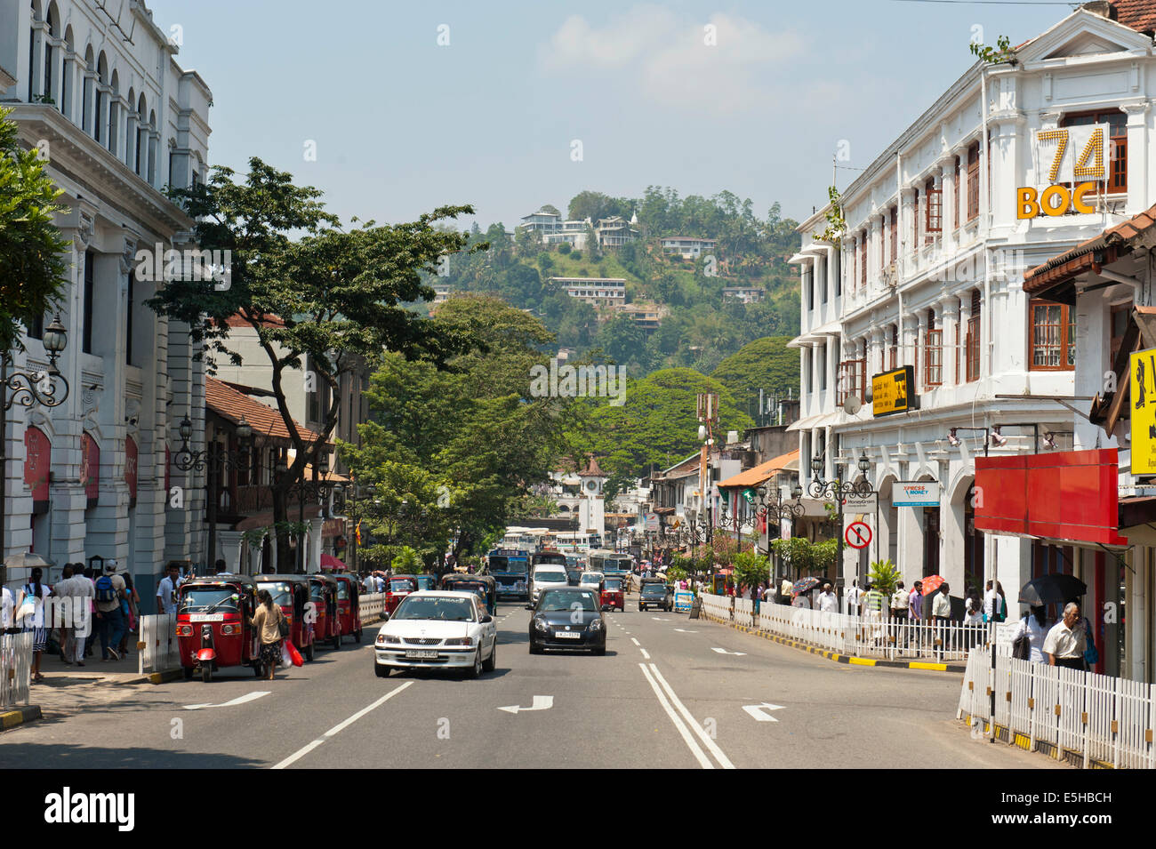 Colonial architecture on the main road, Kandy, Sri Lanka Stock Photo ...
