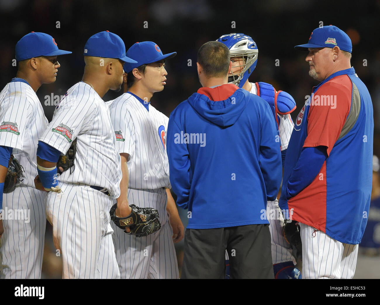 Chicago, USA. The Cubs defeated the Rockies. Tsuyoshi Wada's first ...