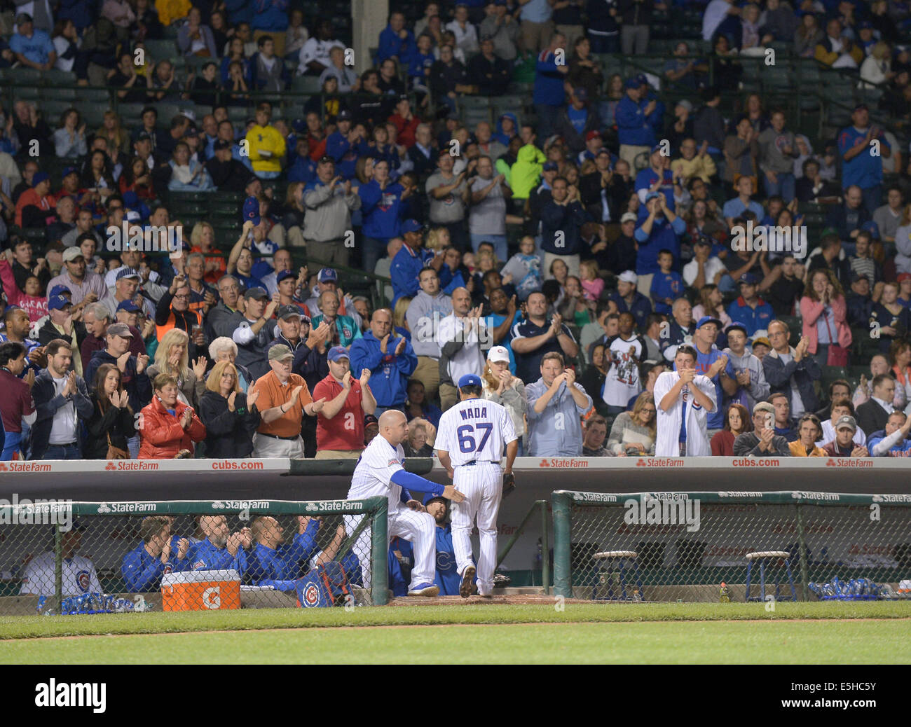 Chicago, USA. The Cubs defeated the Rockies. Tsuyoshi Wada's first ...