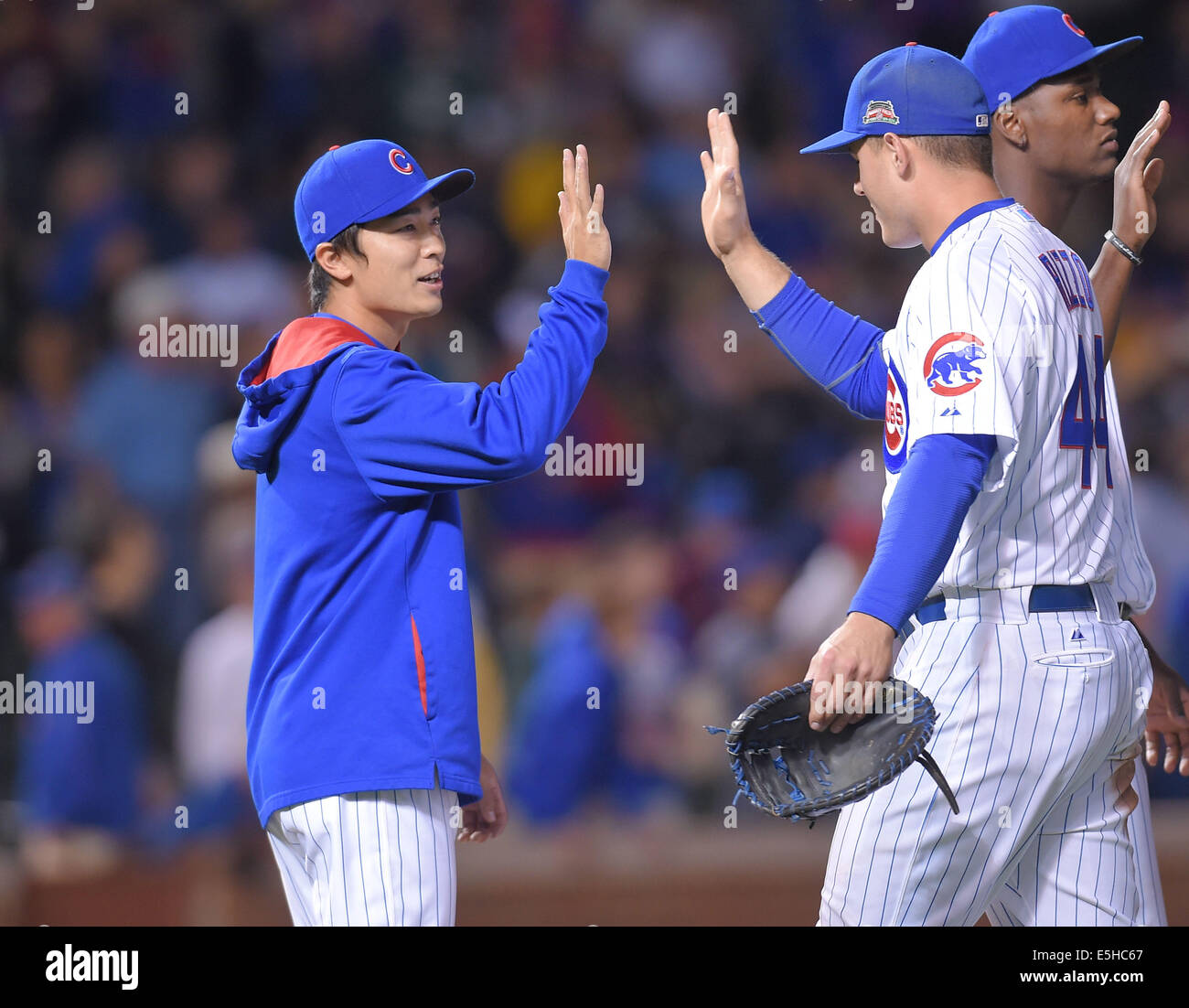 Chicago, USA. The Cubs defeated the Rockies. Tsuyoshi Wada's first ...