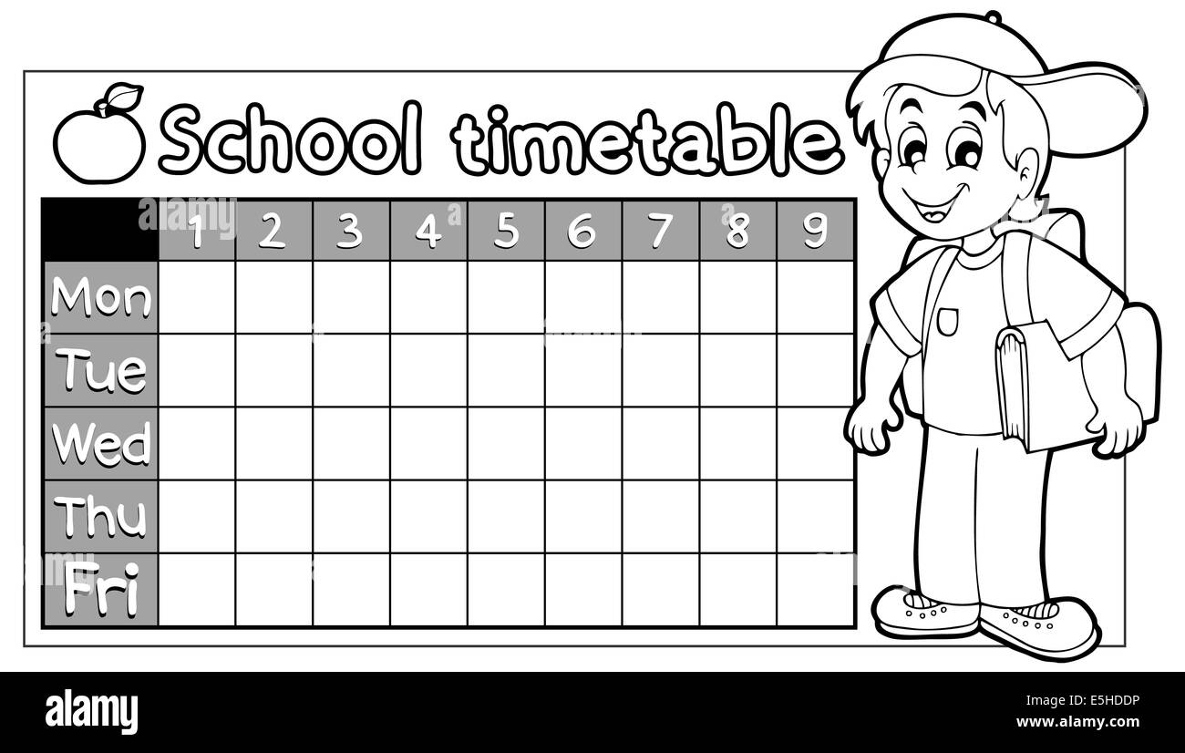Coloring book school timetable 9 - picture illustration Stock Photo - Alamy