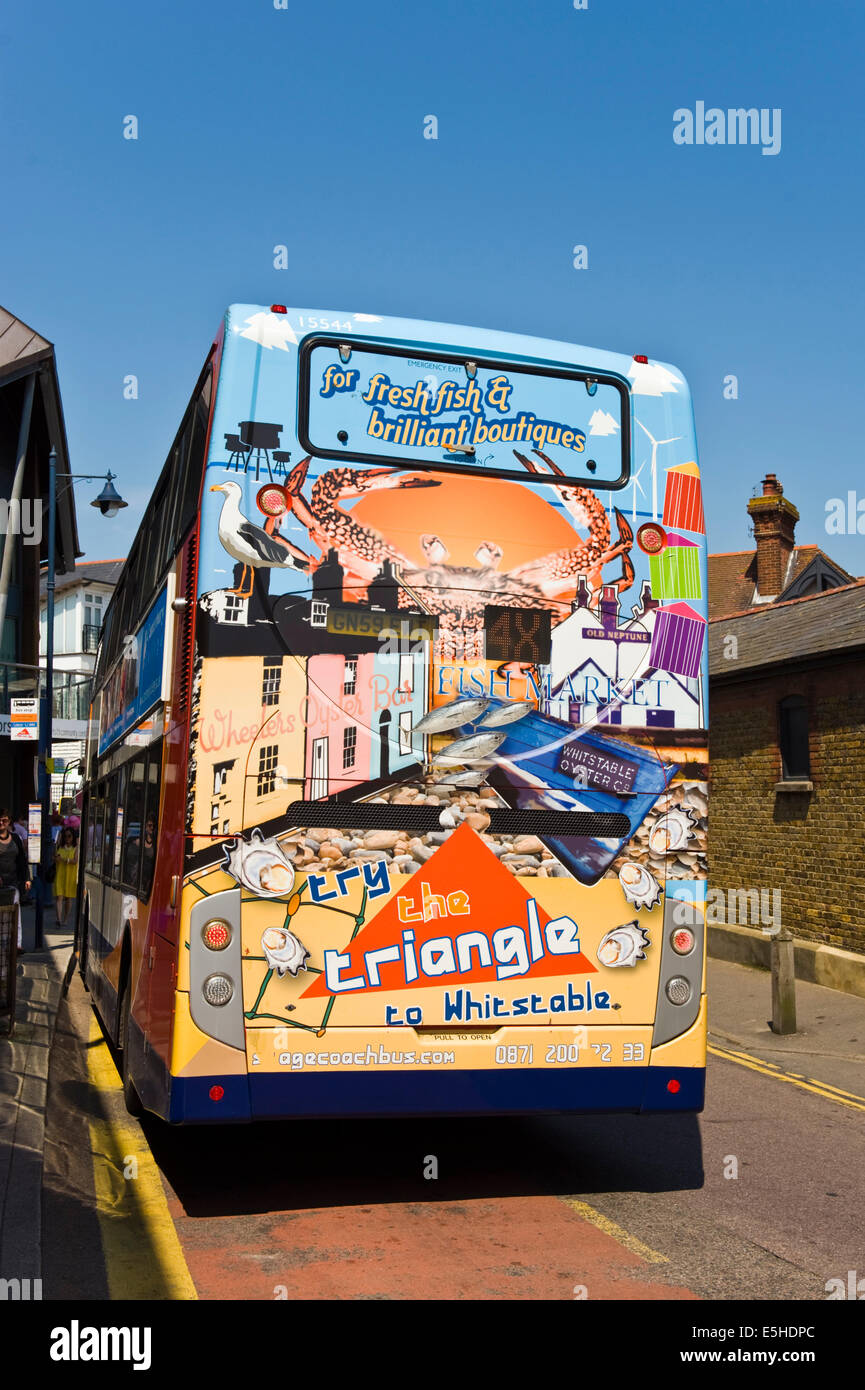 Local double decker bus on high street at Whitstable Kent England UK ...