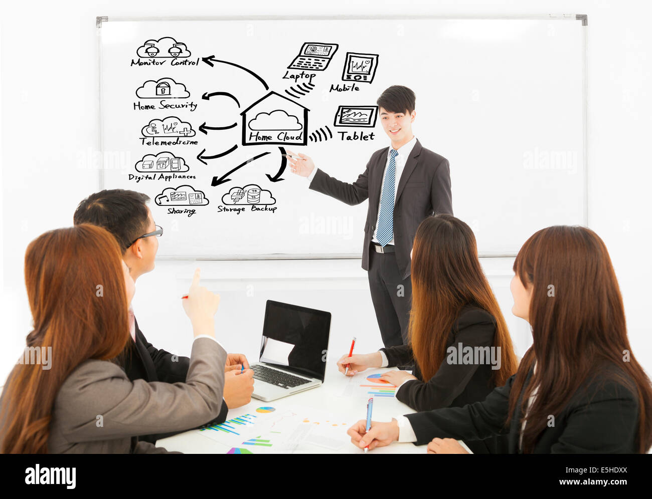 Businessman teaching about applications of cloud computing Stock Photo ...
