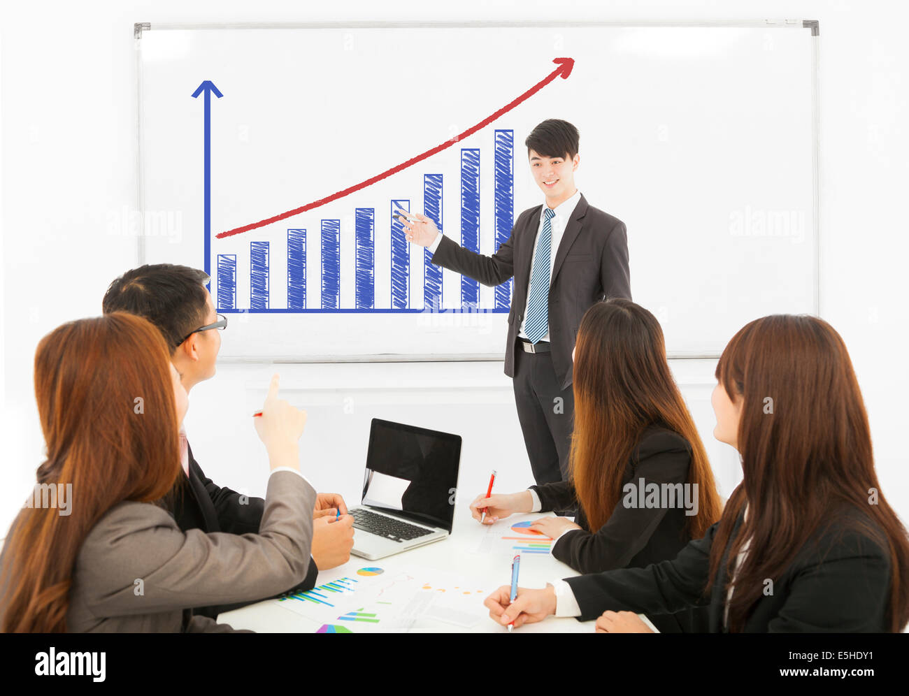 business man making a presentation on whiteboard Stock Photo - Alamy