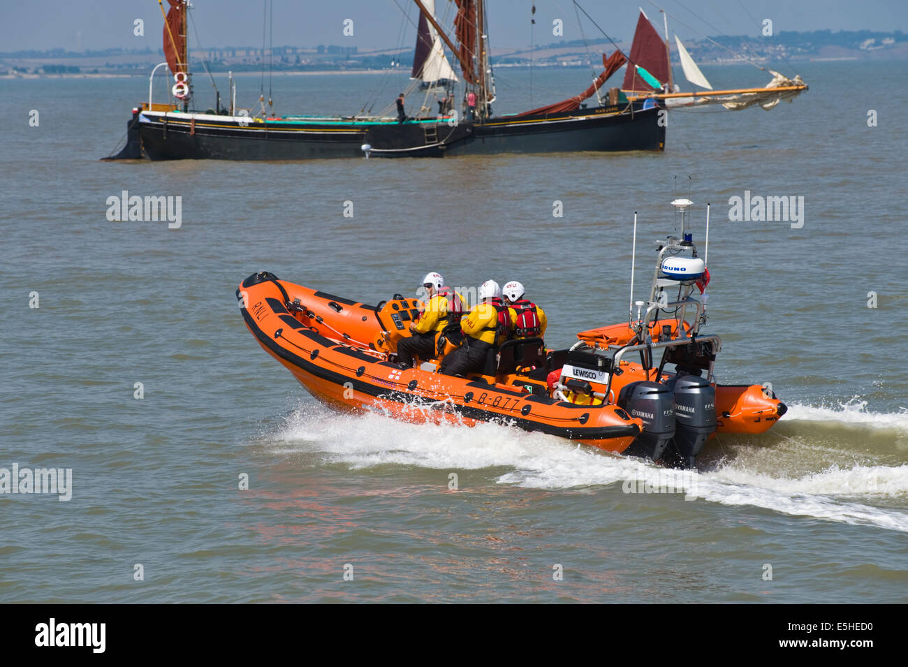 RNLI Atlantic 85 Lifeboat Lewisco with Thames Barge at Whitstable Kent ...