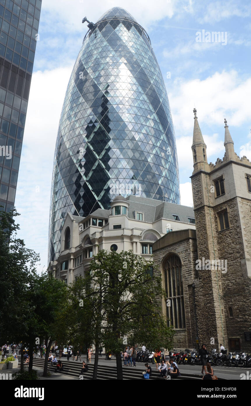 London, UK, 31 July 2014, The Norman Foster designed tower at 30 St ...