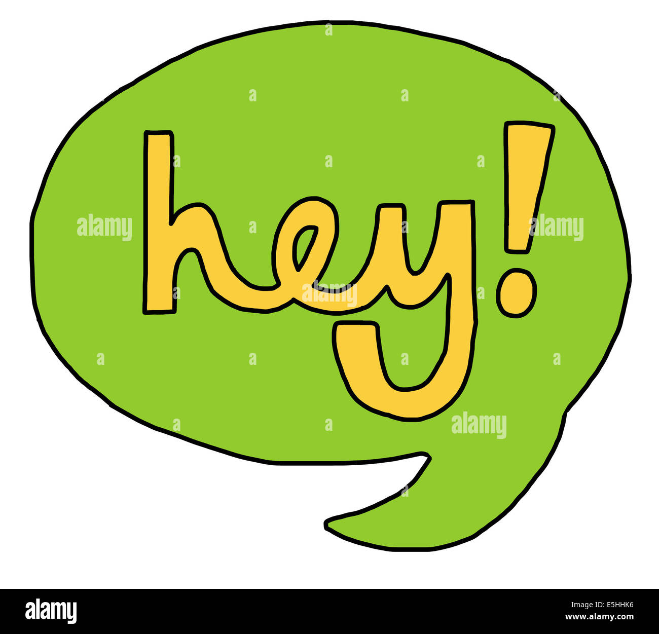 Illustration of a speech bubble 'hey' Stock Photo - Alamy