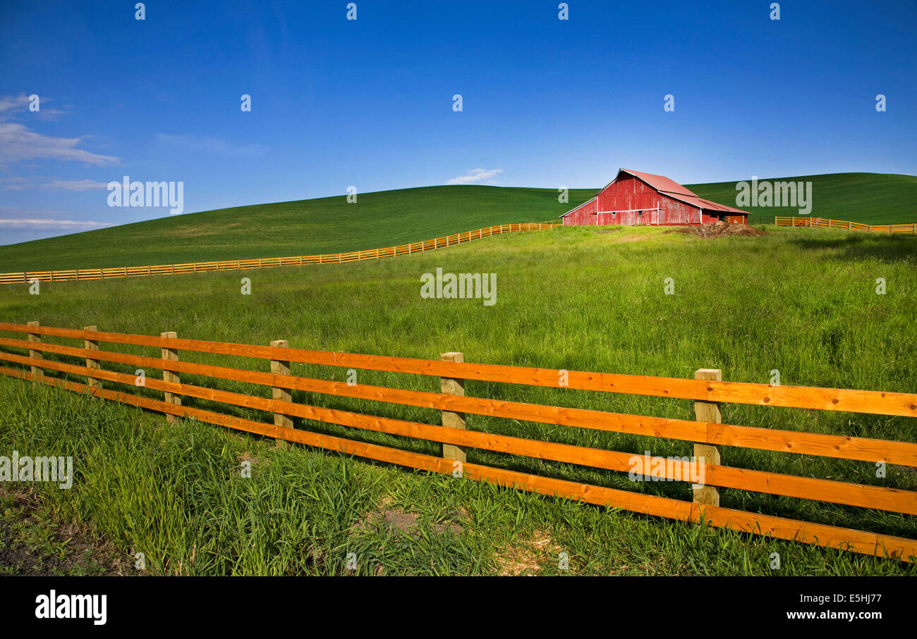 A farm in the remote Palouse Empire region, a farming and wheat growing ...