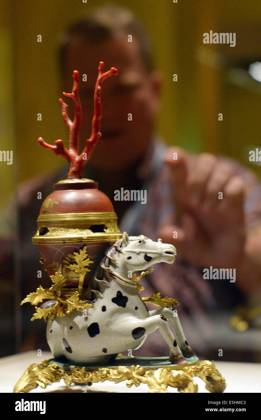 Singapore. 1st Aug, 2014. A porcelain artwork is displayed on the ...