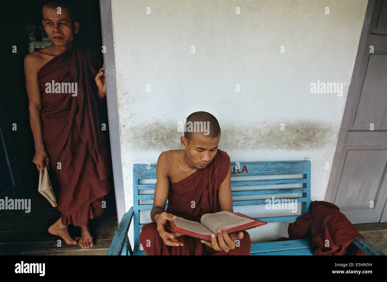 Students in a Buddhist monastery in Bago Stock Photo - Alamy