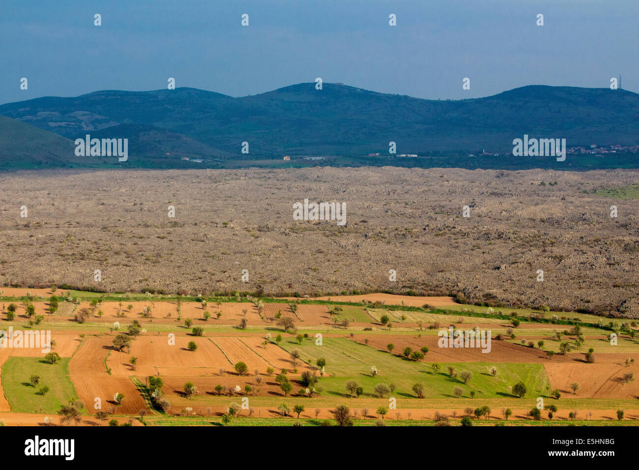 Sandal volcanic cone Kula Geological Park Manisa at sunset Turkey Stock ...