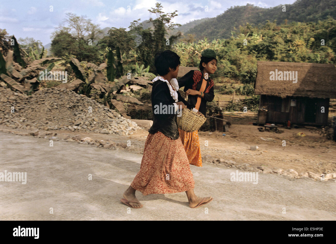 Child work on a road construction in Myanmar (Burma Stock Photo - Alamy