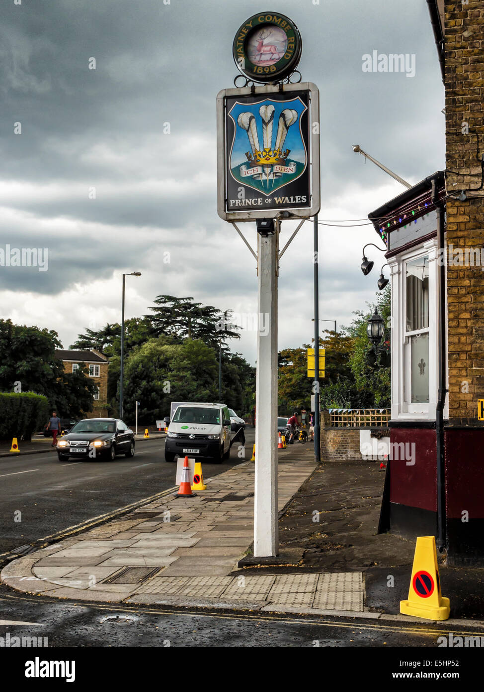 Prince of Wales pub and sign - exterior view of a typical traditional ...