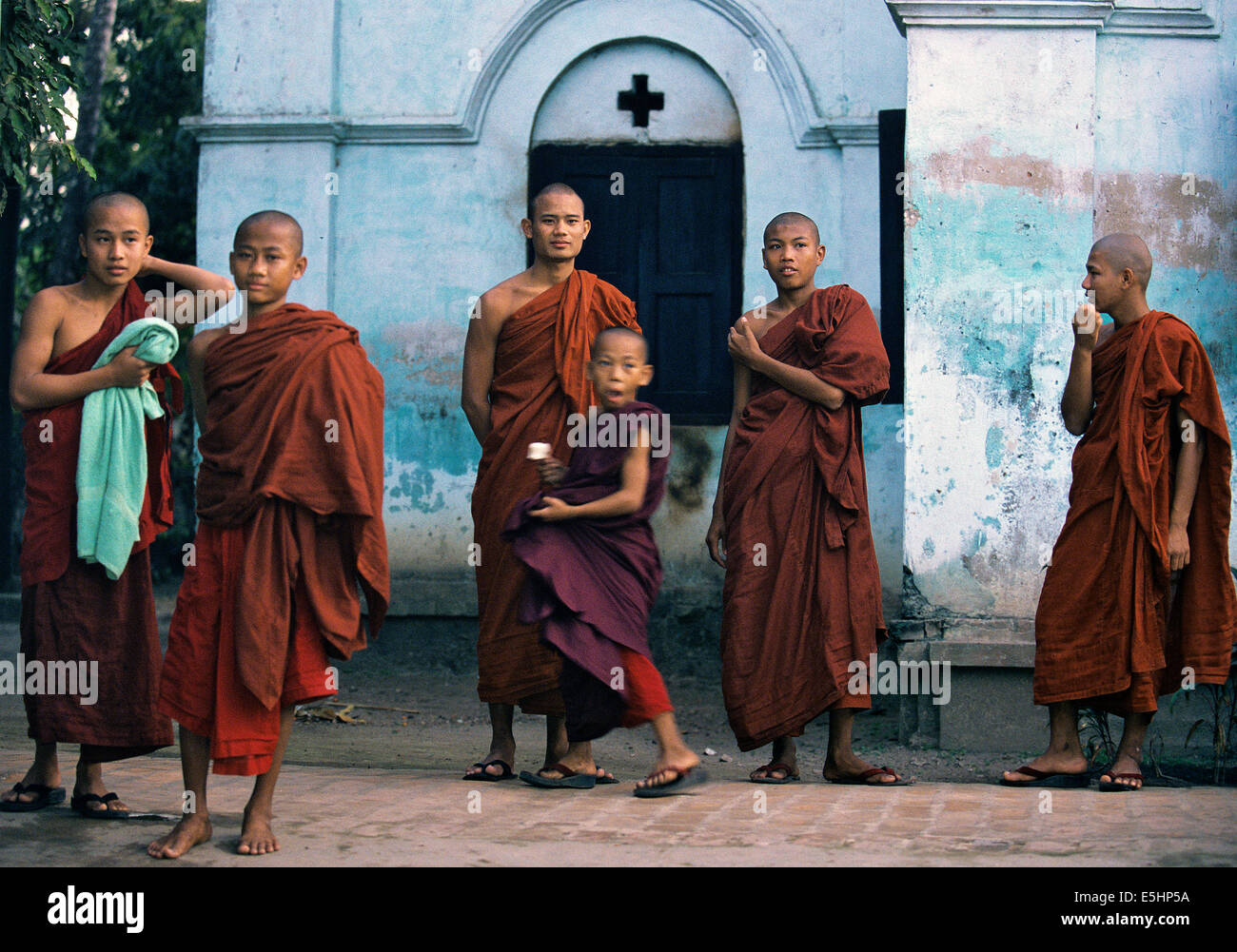 Buddhist monks in the monastery of Toungoo in Myanmar (Burma Stock ...
