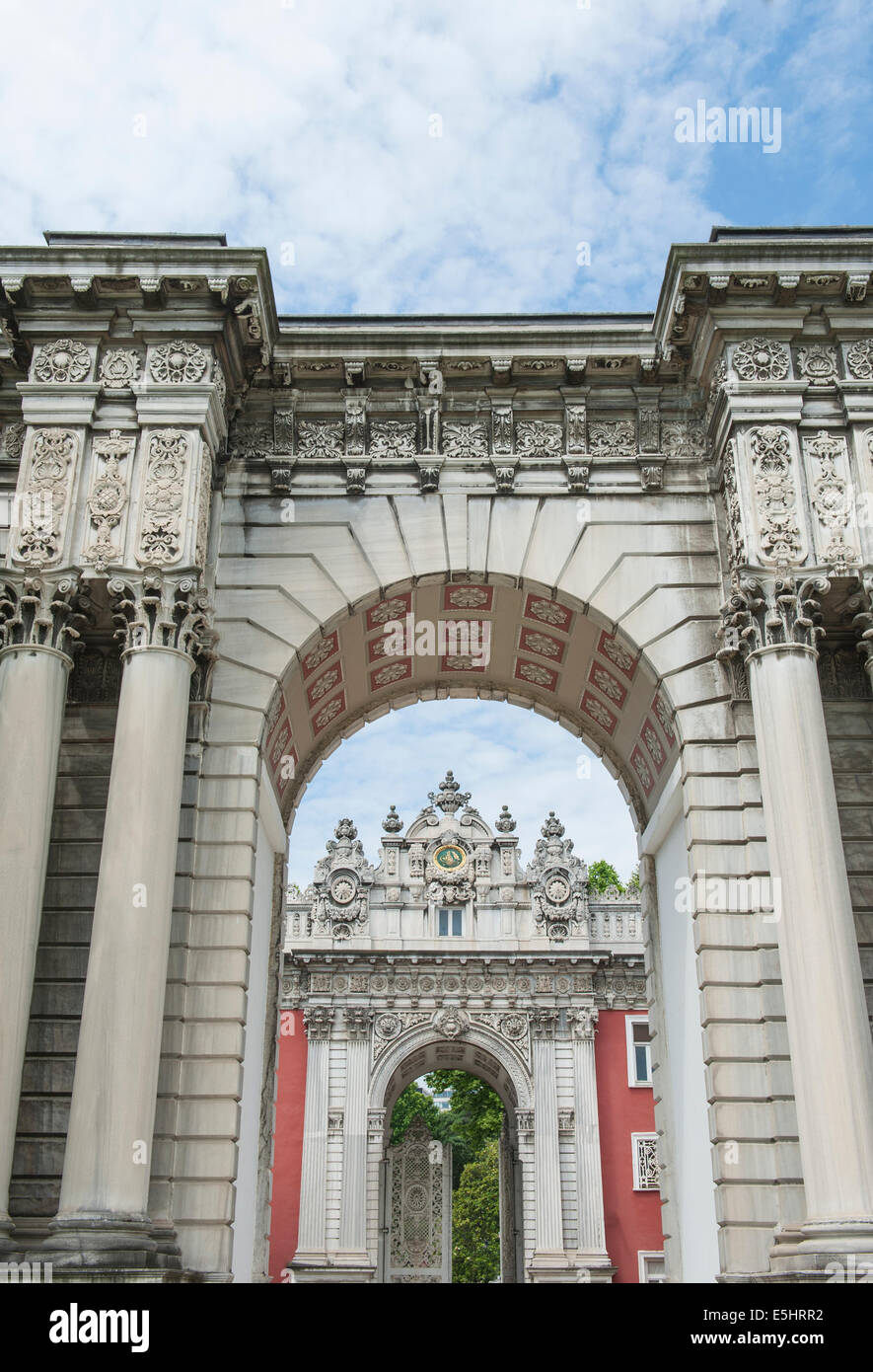 Detail of Ottoman architecture at Imperial Gate in Dolmabahce Palace ...