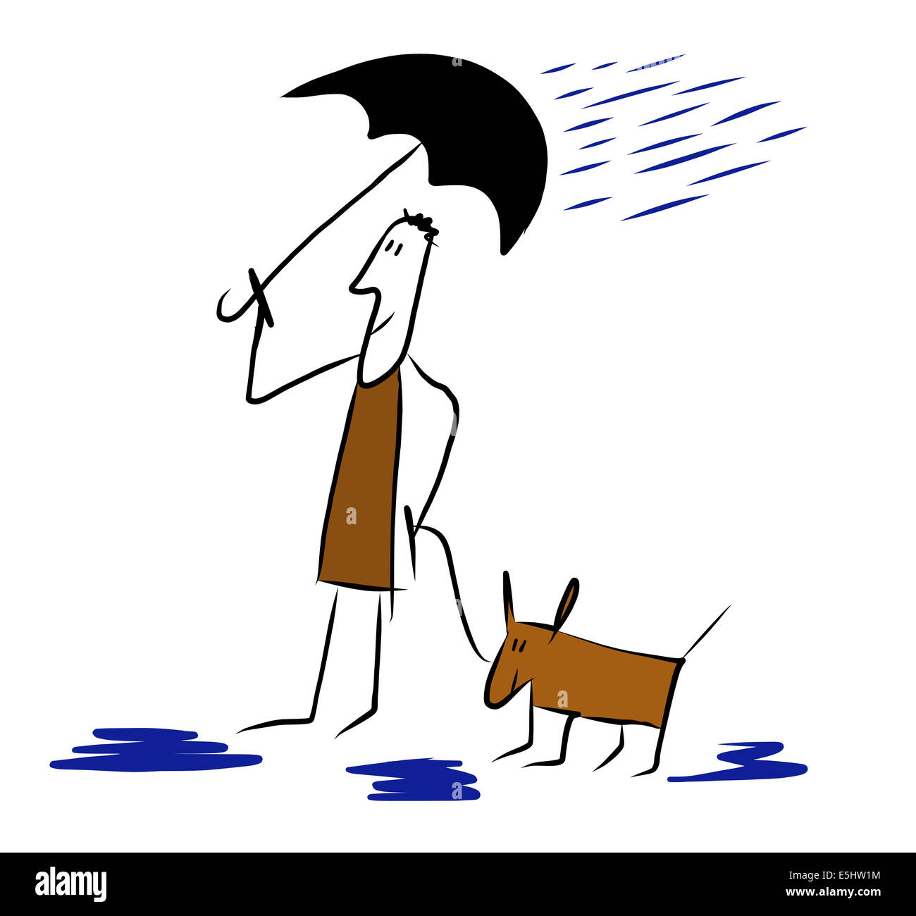 Rain umbrella illustration drawn Cut Out Stock Images & Pictures - Alamy