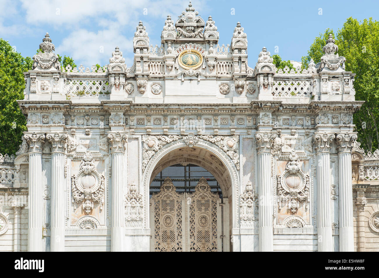 Detail of one entrance gate to Ottoman Dolmabahce Palace tourist ...
