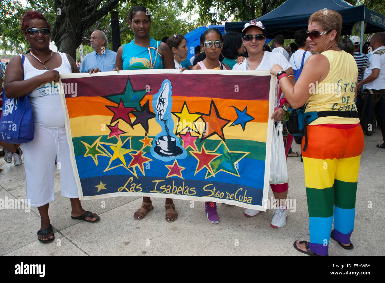 Lesbian women show off their gay pride in Ciego de Avila, Cuba Stock ...
