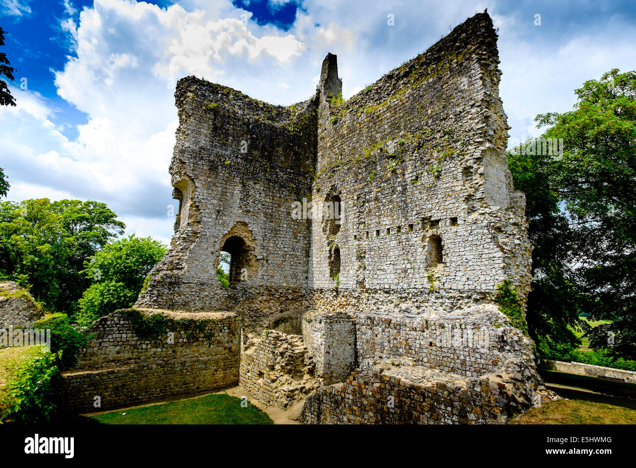The ruined keep of the old castle at Domfront, Normandy, France Stock ...