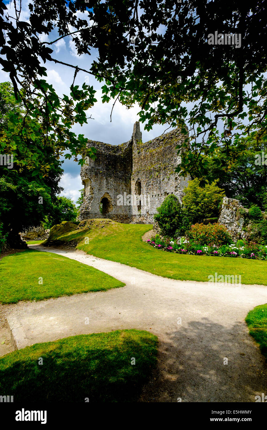 The ruined keep of the old castle at Domfront, Normandy, France Stock ...