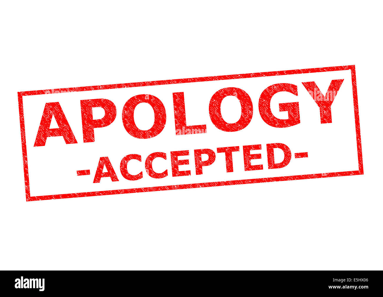 APOLOGY ACCEPTED red Rubber Stamp ver a white background Stock Photo ...