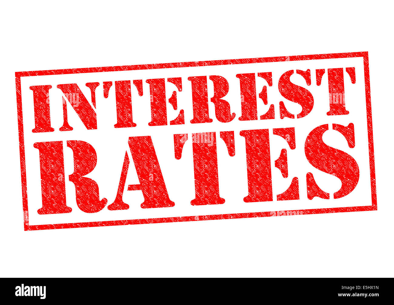 INTEREST RATES red Rubber Stamp over a white background Stock Photo - Alamy