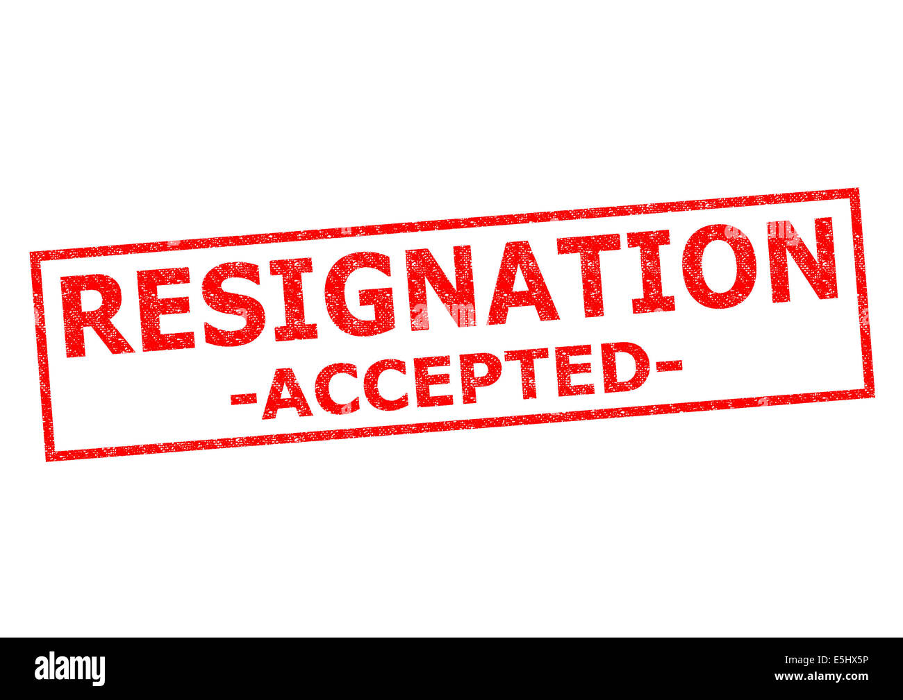 RESIGNATION ACCEPTED red Rubber Stamp over a white background Stock ...