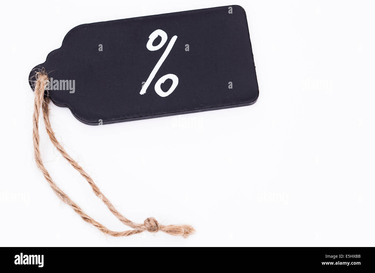 Image shows a percent tag isolated on white background Stock Photo - Alamy