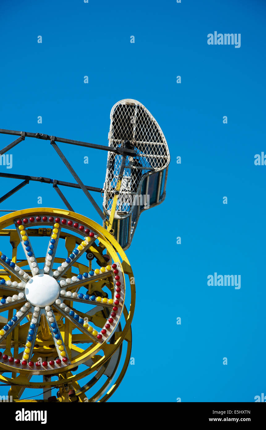 Elements of a colorful vintage carnival against clear blue sky Stock ...