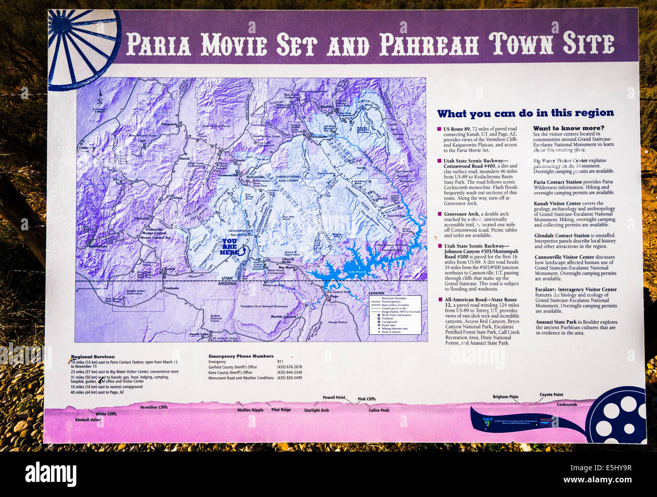 Interpretive display at the Paria movie set and Pahreah town site ...