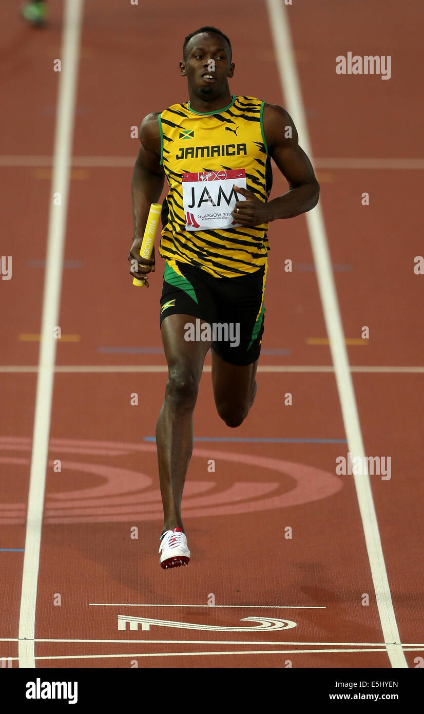 USAIN BOLT MEN'S 4X100M RELAY HAMPDEN PARK GLASGOW SCOTLAND 01 August ...