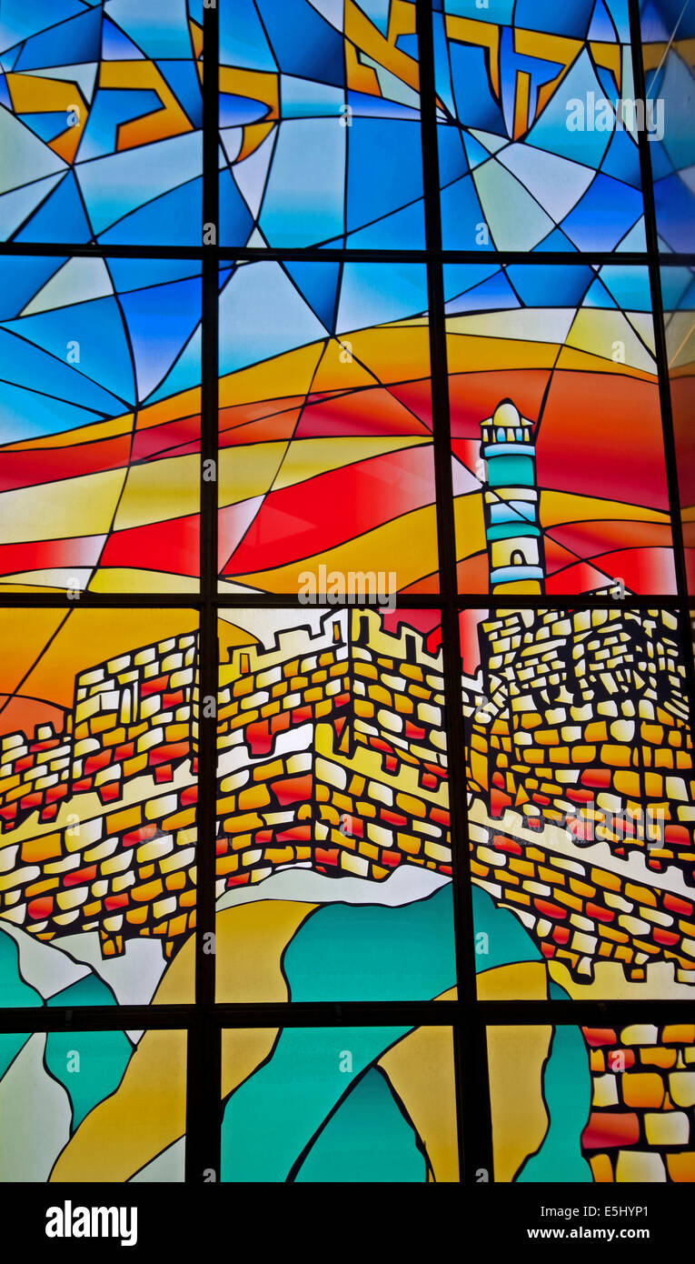 Stained glass windows in synagogue, Ashdod, Israel Stock Photo - Alamy