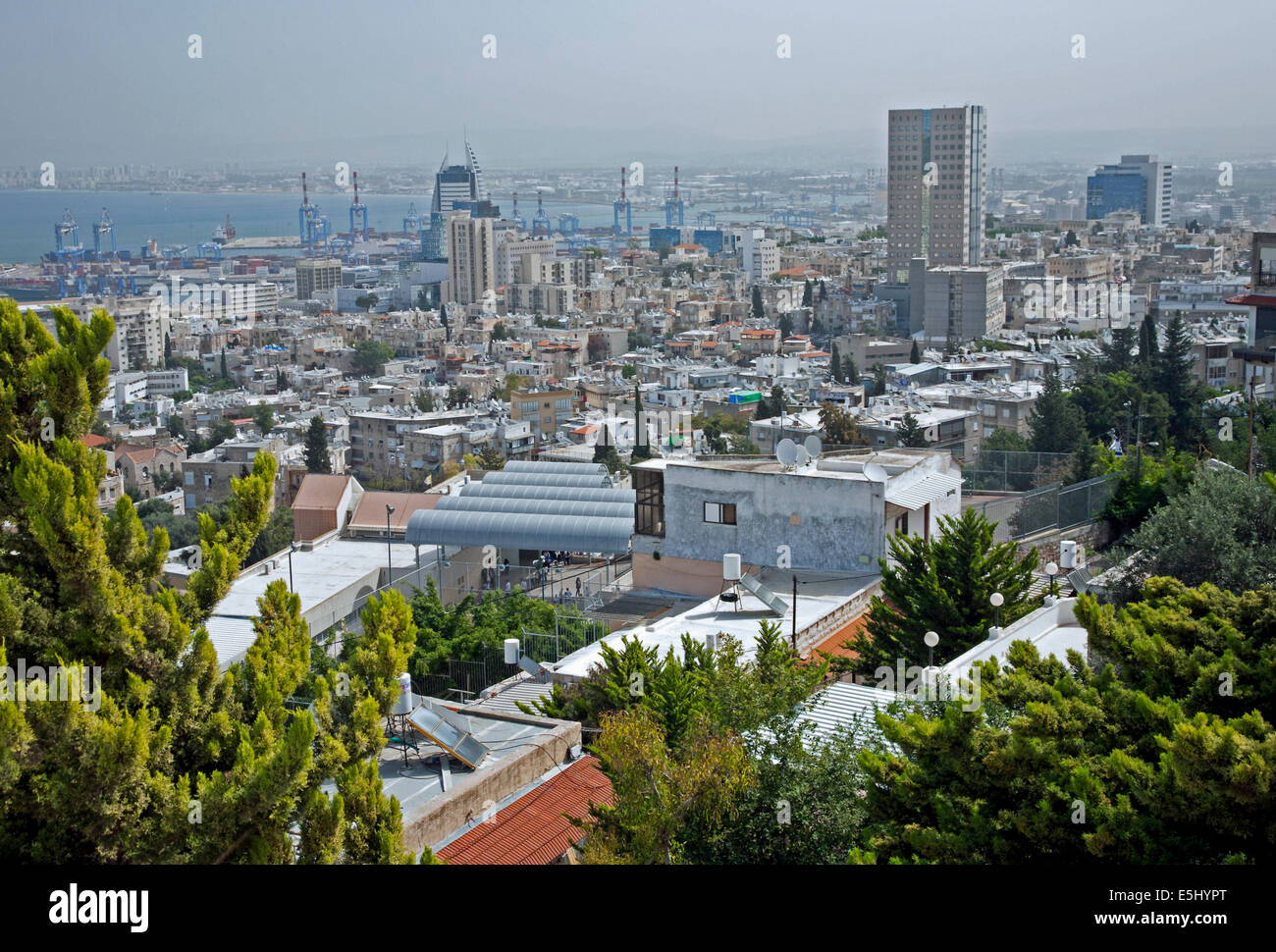 Aerial view of city showing the Port of Haifa, Haifa, Israel Stock ...