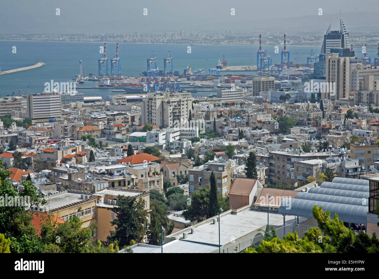 Aerial view of city showing the Port of Haifa, Haifa, Israel Stock ...